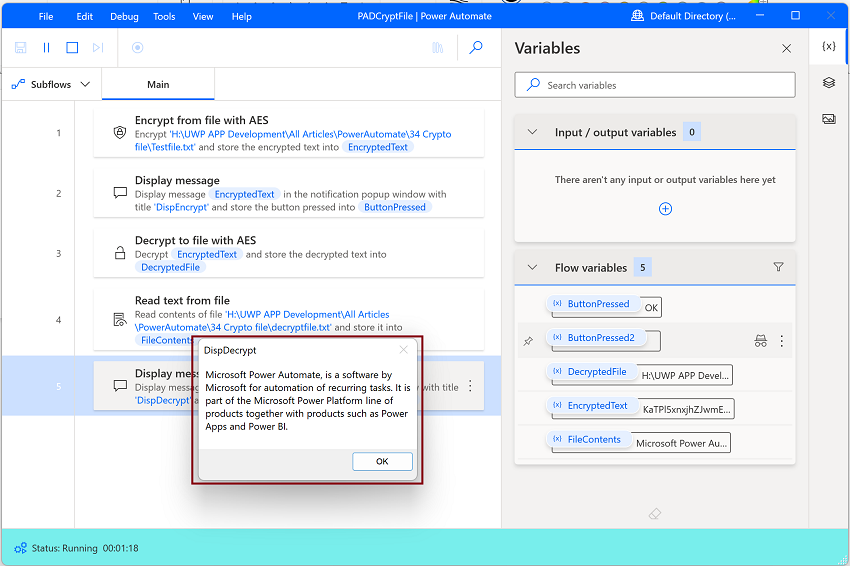 Cryptography Actions With File In Desktop Flow Using Microsoft Power